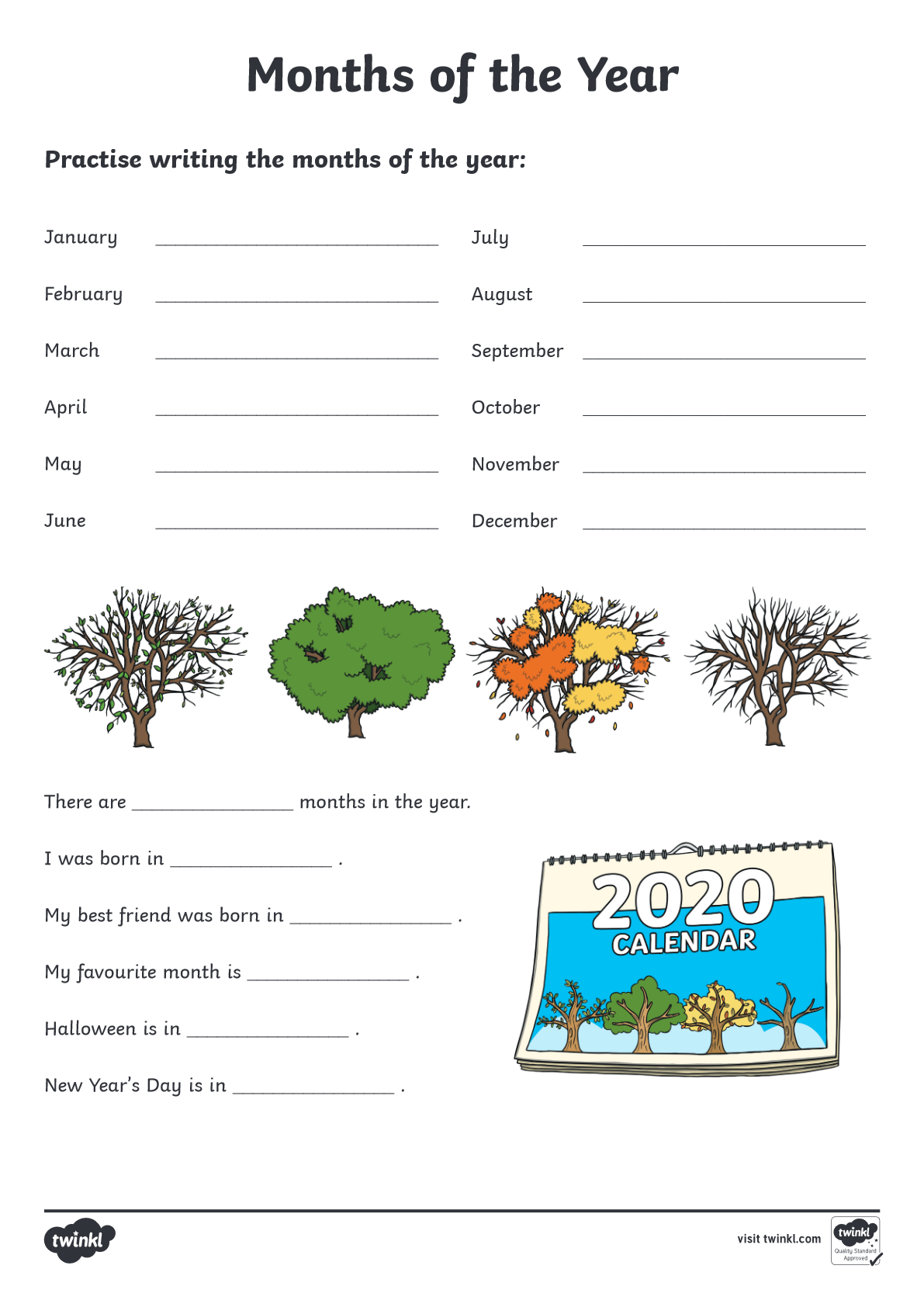 Months of the Year Practice