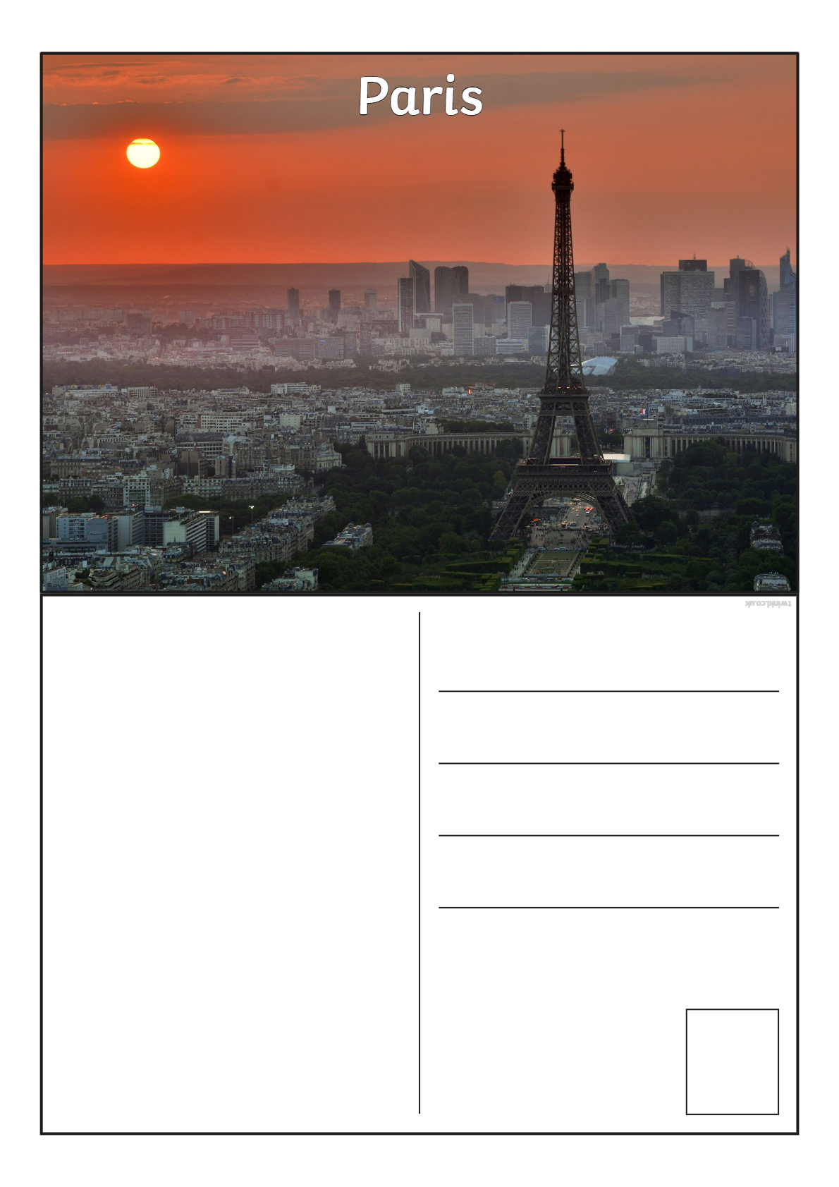 postcards writing activity