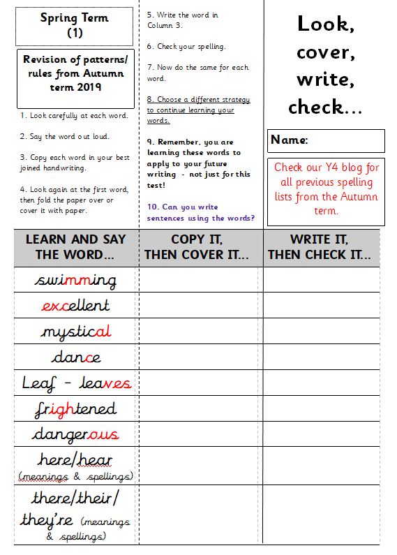 Y4 weekly homework WC 6th January 2020