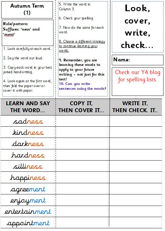 Y4 Weekly Homework 9th Sept 2019