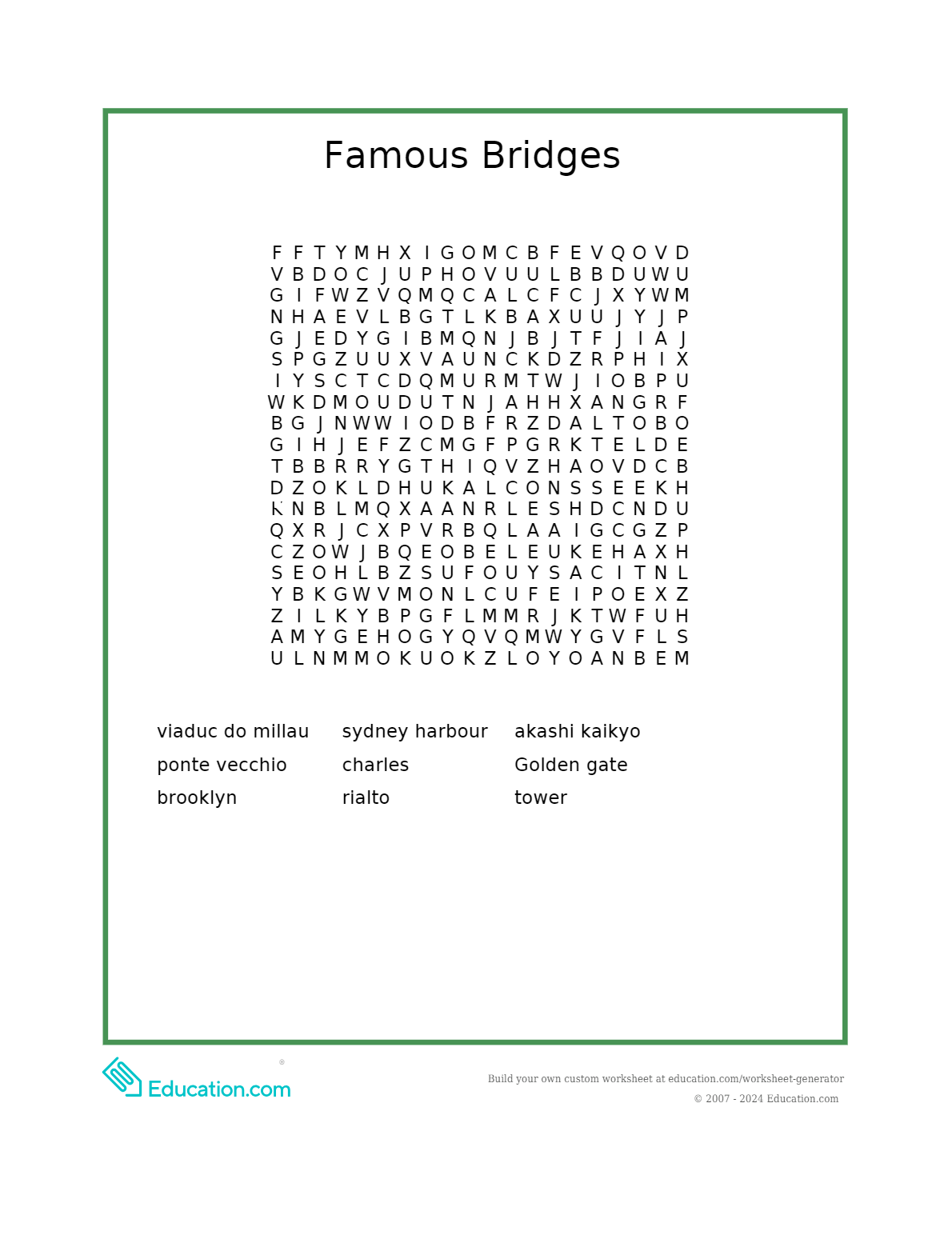 bridges word search