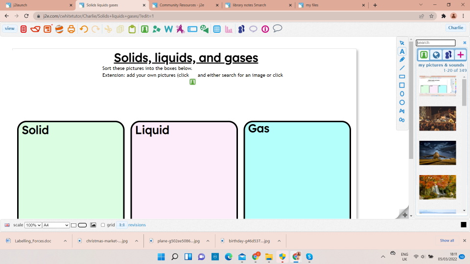 Solids liquids gases