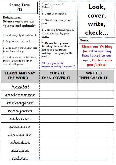 Y4 weekly homework wc 21st Jan 2019