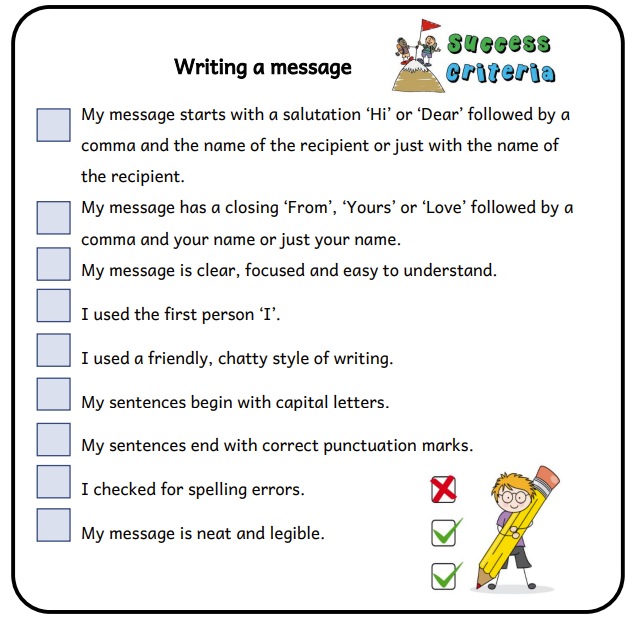 Writing a message pupil SC