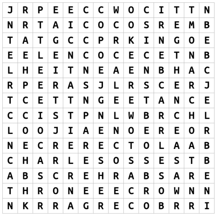coronation day word search