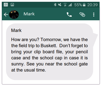 writing a message exemplars